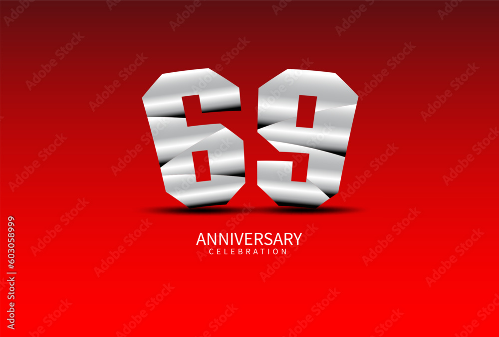 69 Year Anniversary Celebration Logo silver vector, 69 Number Design ...
