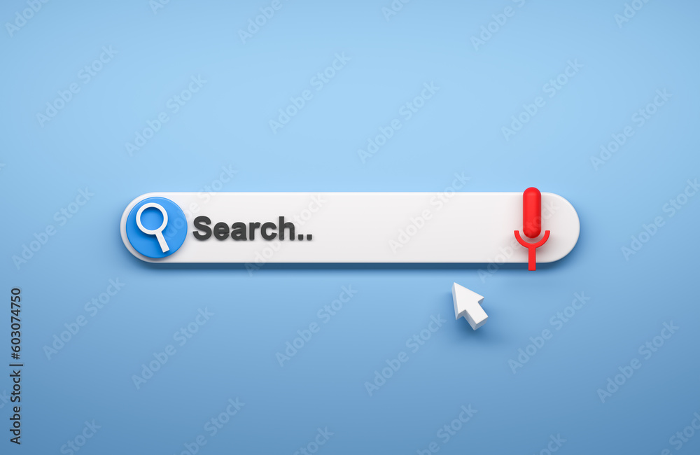 Blank search bar on blue background. 3d rendering. Stock Illustration ...