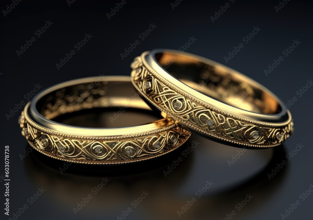 Indian design gold bangle isolated on dark background created with ...