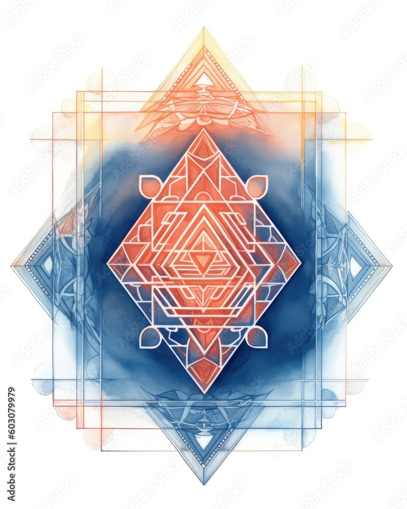 Hindu sri chakra yantra. Generative AI Stock Illustration | Adobe Stock