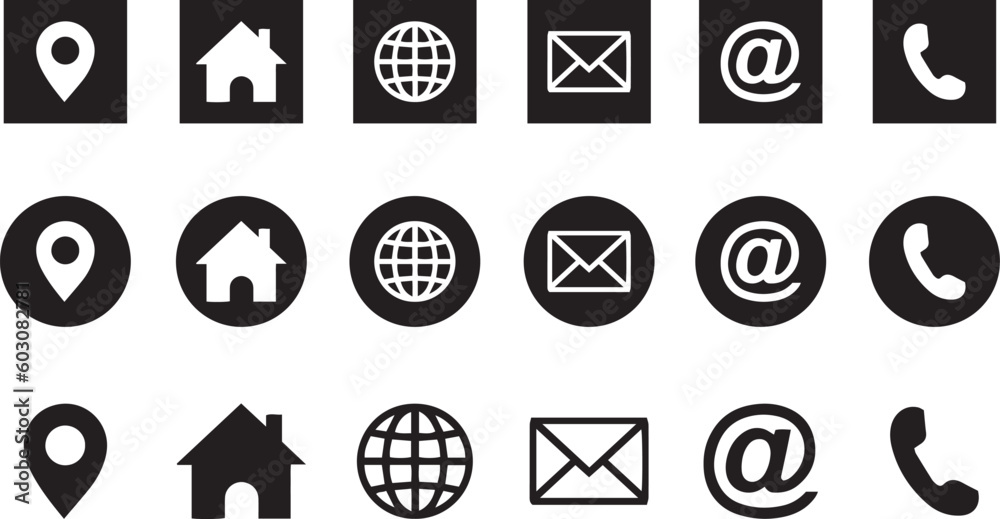 Web Icon Set, home icon, location icon, Gmail icon, call icon, web icon ...