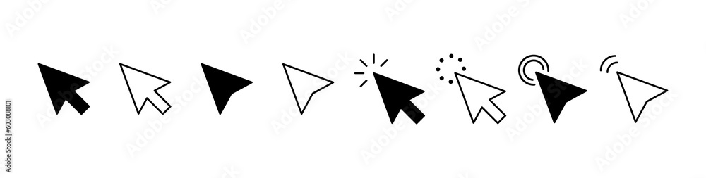 Cursor Click Icon Clicking Cursor Or Pointer Icon Click Mouse Cursor Icons Stock Illustration