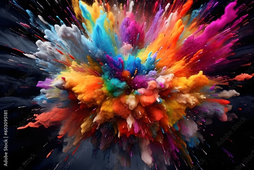 A vibrant explosion of colors creates a dynamic and modern visual ...