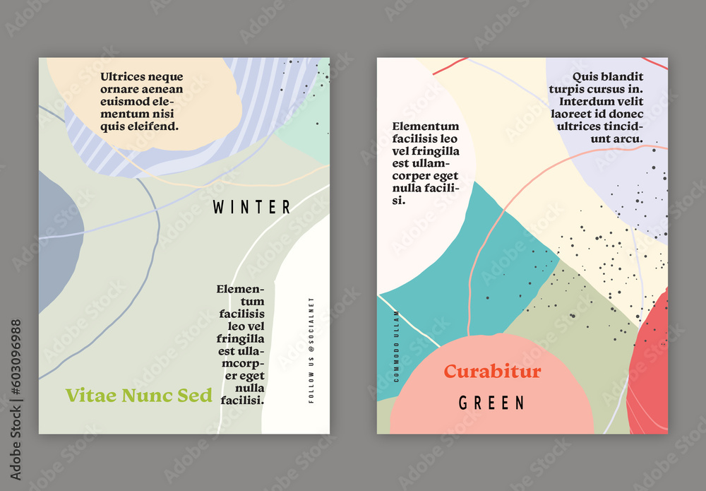 US Letter Flyer Overlapping Blobs Textured With Spots And Lines Stock ...