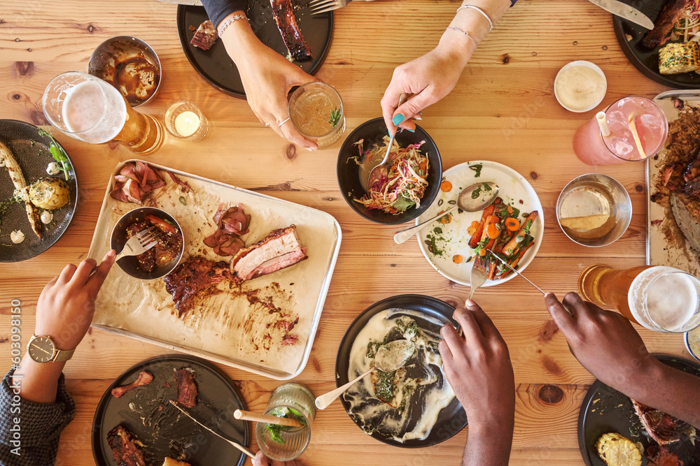 Messy barbeque friend dinner Stock Photo | Adobe Stock