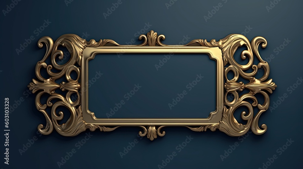 A sophisticated frame made of polished brass, adorned with intricate ...