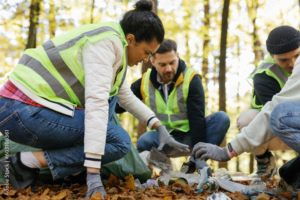 Eco activism volunteering cleaning up teamwork garbage nature Stock ...