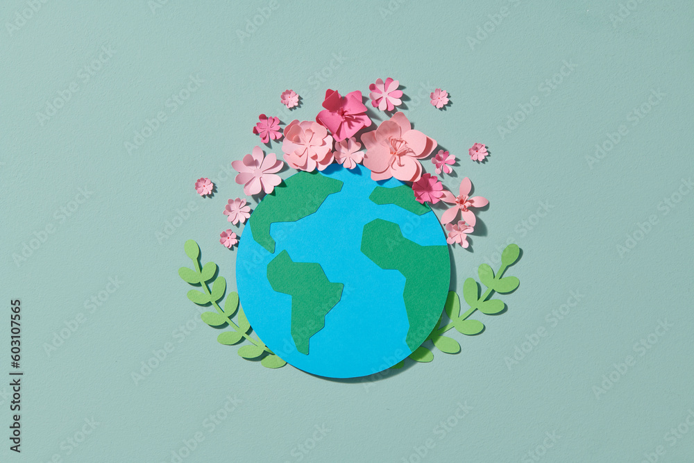 Planet Earth model papercraft on natural background. Stock Photo ...