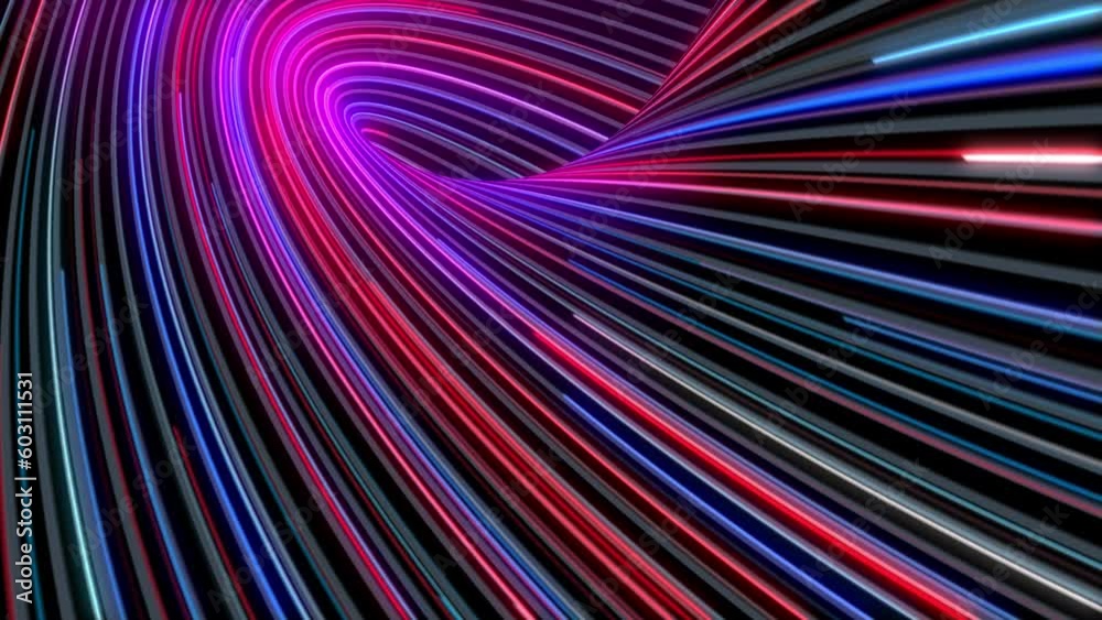 Modern futuristic curved colourful glowing 3d lines motion graphic ...