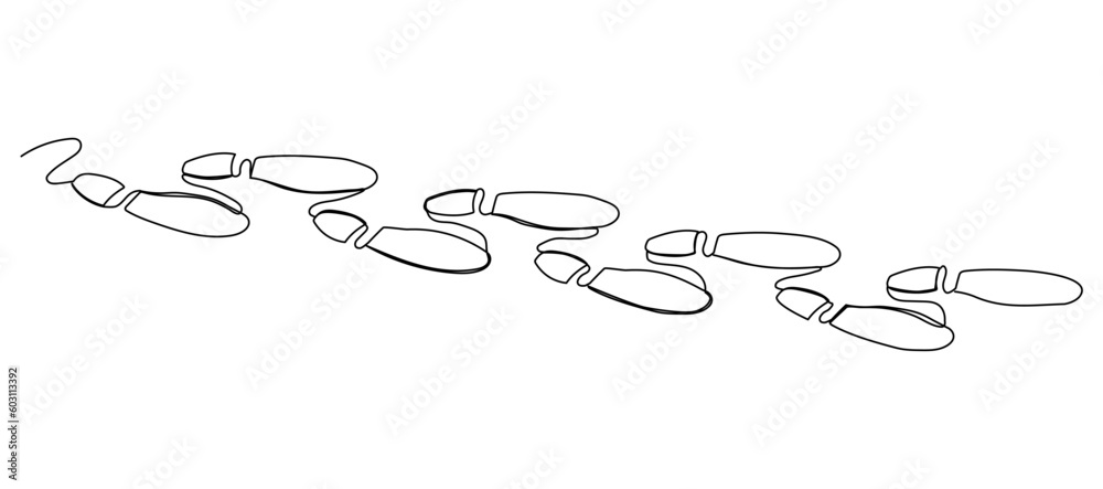 Continuous one line drawing of footsteps. Simple vector illustration ...