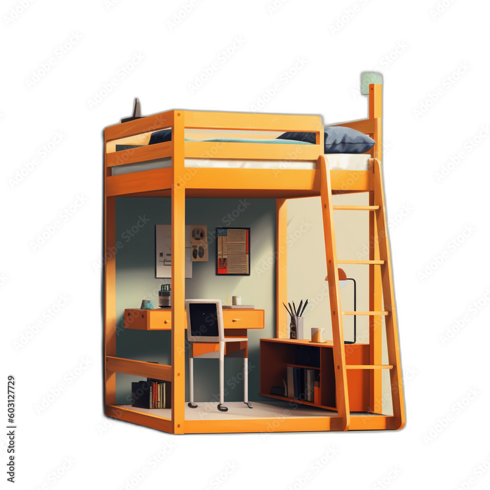 Photoshoot of a Loft Bed as 2d ,illustration,created with Generative AI ...