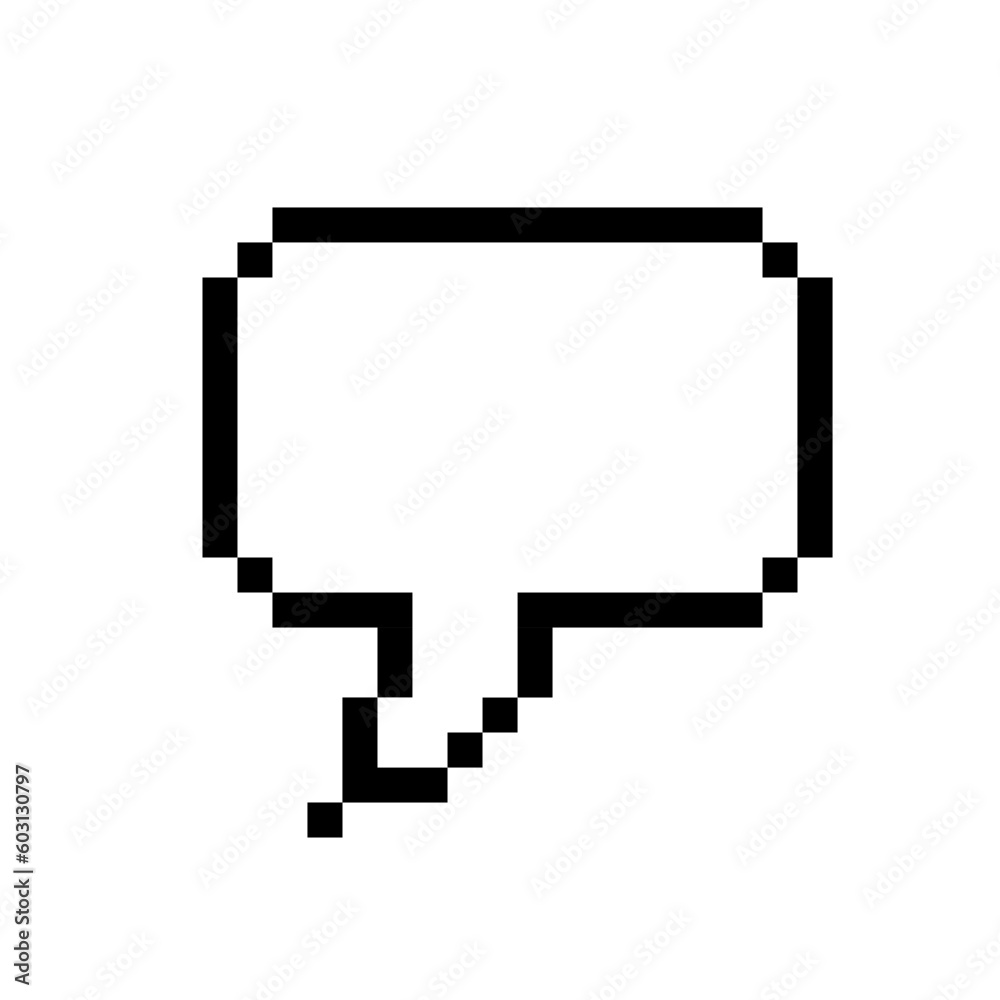 Pixel text bubble icon. Clipart image isolated on white background ...