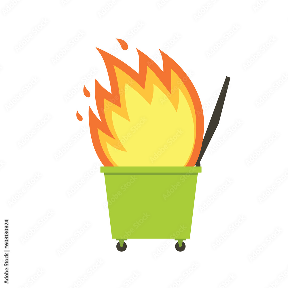 Green dumpster fire icon. Clipart image isolated on white background ...
