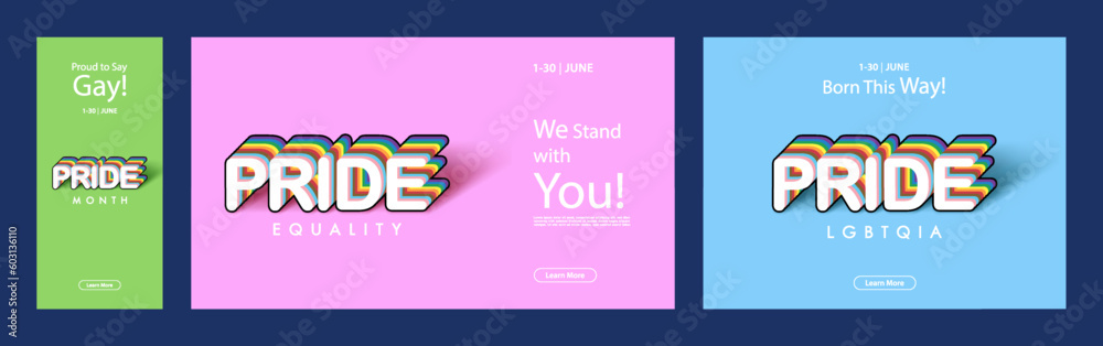 PRIDE month banner for LGBTQIA. Set of template and banner for festival ...