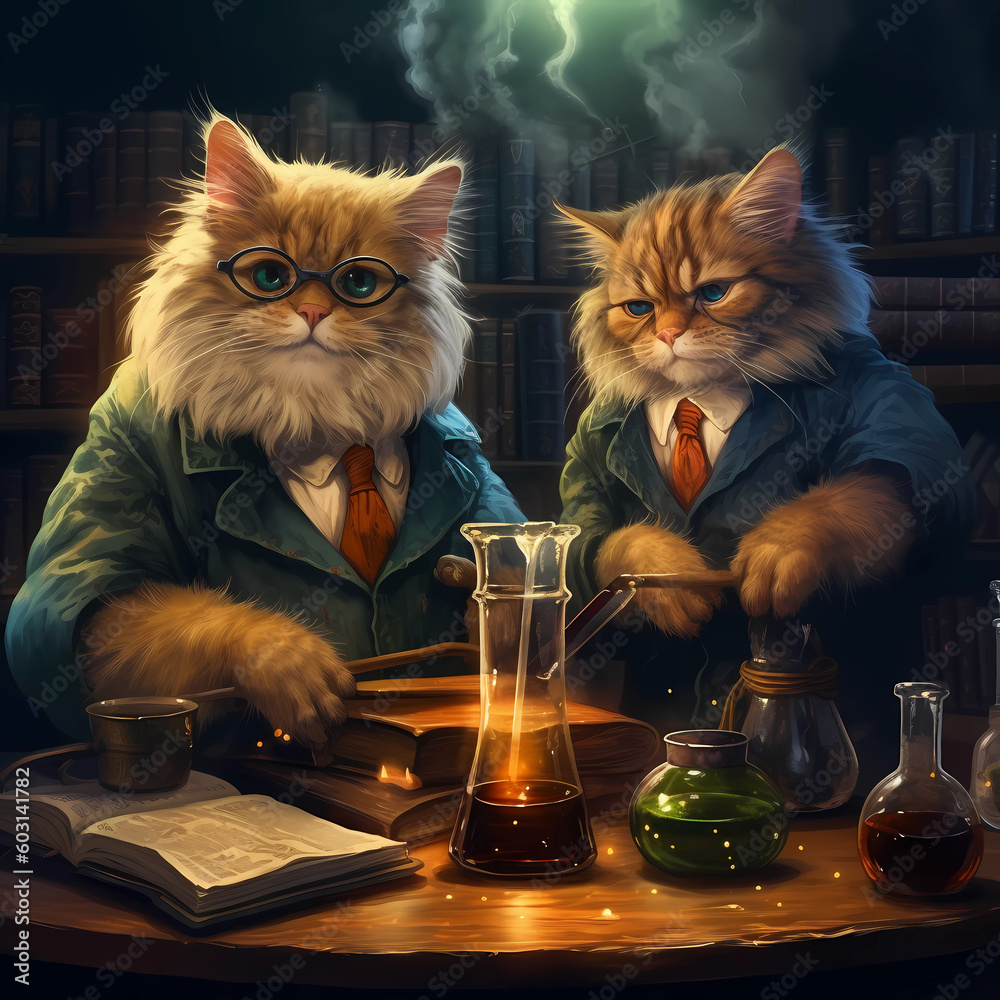 Scientists cats in glasses with clever look - ultra-realistic fantasy ...