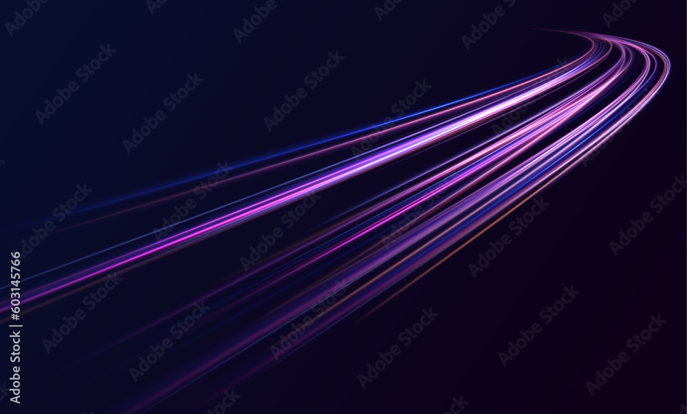 Futuristic neon light line trails. bright sparkling background ...