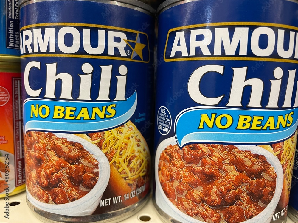 Grocery store Armour can chili no beans Stock Photo | Adobe Stock