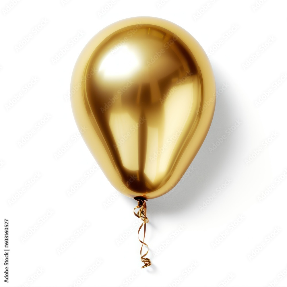 Golden balloon isolated on white background. Generative AI illustration ...