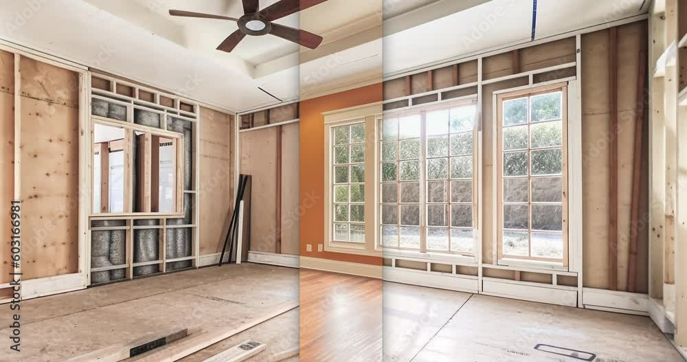 Pan and Zoom Transition Showing Before and After of Home Interior Under ...