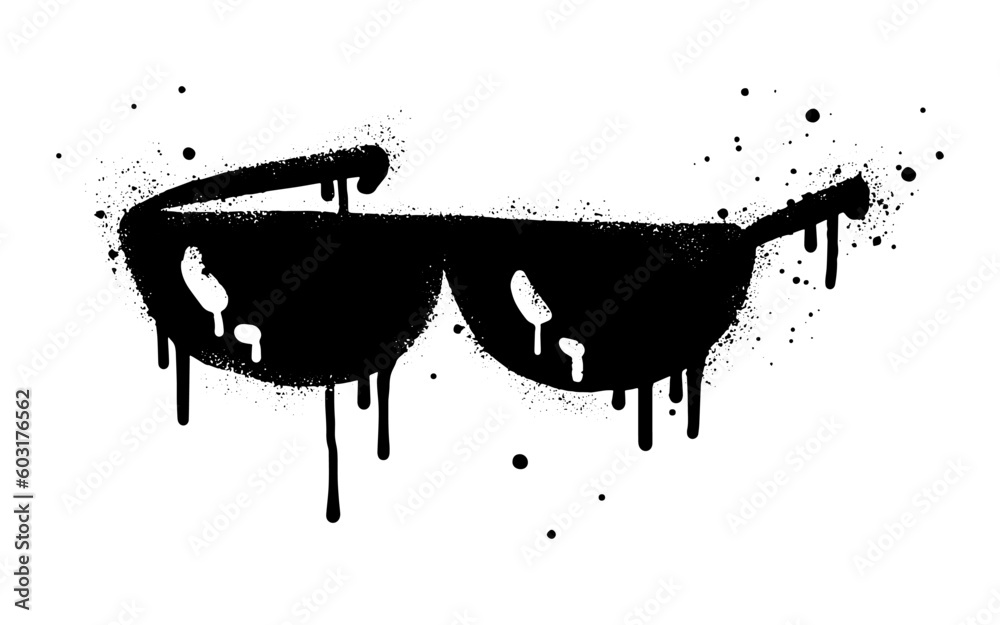 Spray painted graffiti of Glasses icon in black over white. isolated on ...