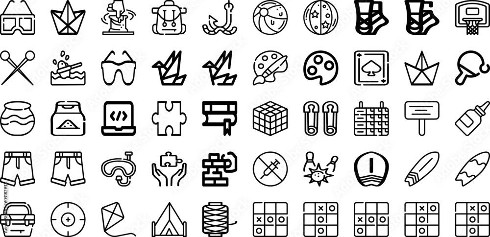 Set Of Hobbies Icons Collection Isolated Silhouette Solid Icons ...