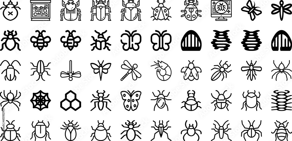 Set Of Insect Icons Collection Isolated Silhouette Solid Icons ...