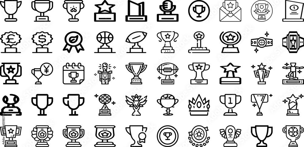 Set Of Trophy Icons Collection Isolated Silhouette Solid Icons ...