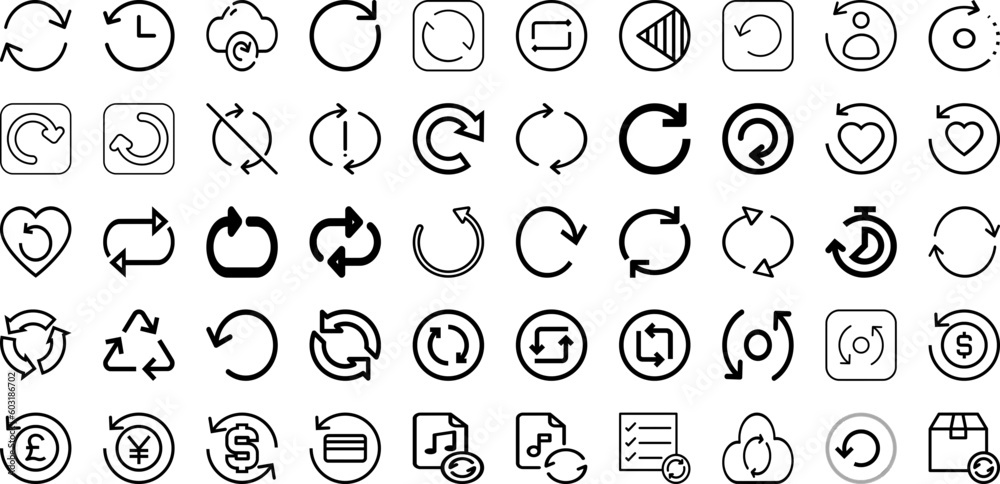 Set Of Reload Icons Collection Isolated Silhouette Solid Icons ...