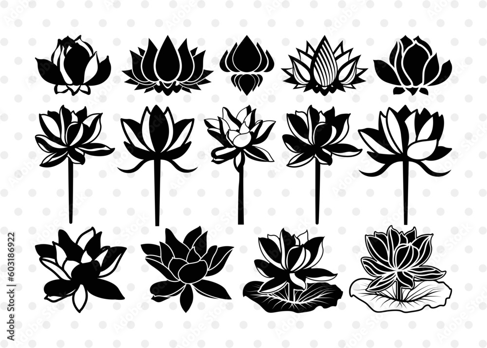 Vetor de Lotus SVG Cut Files | Lotus Silhouette | Flower Svg | Water ...