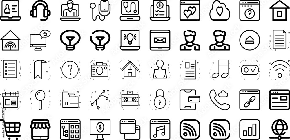 Set Of Online Icons Collection Isolated Silhouette Solid Icons ...