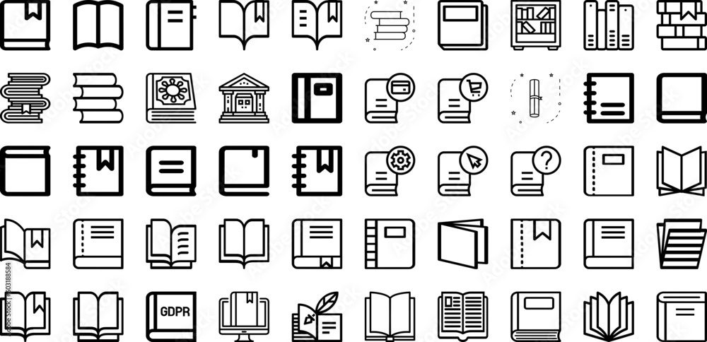 Set Of Library Icons Collection Isolated Silhouette Solid Icons ...