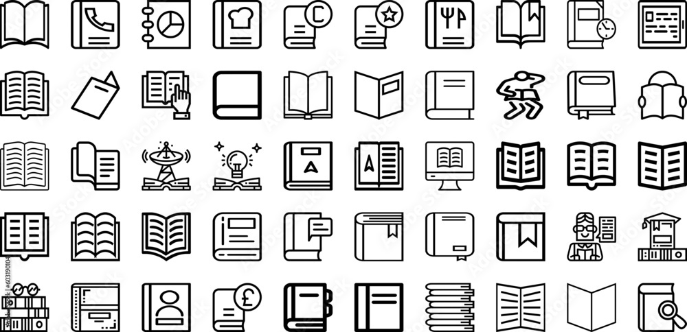 Set Of Reading Icons Collection Isolated Silhouette Solid Icons ...