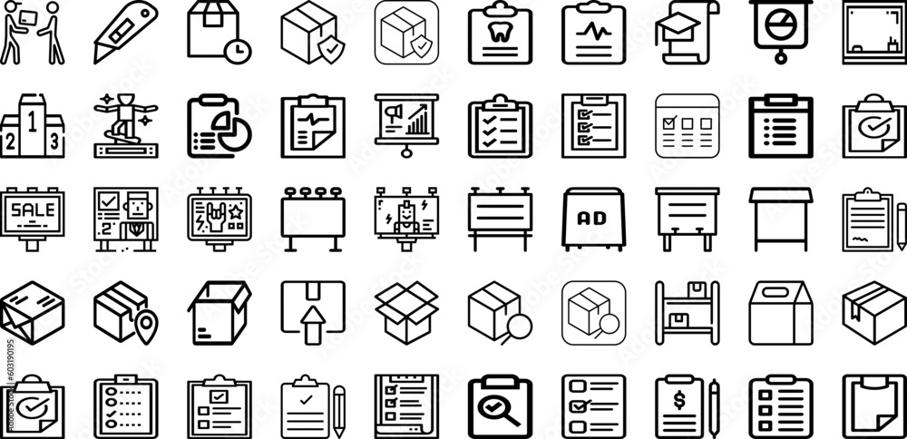 Set Of Board Icons Collection Isolated Silhouette Solid Icons Including ...