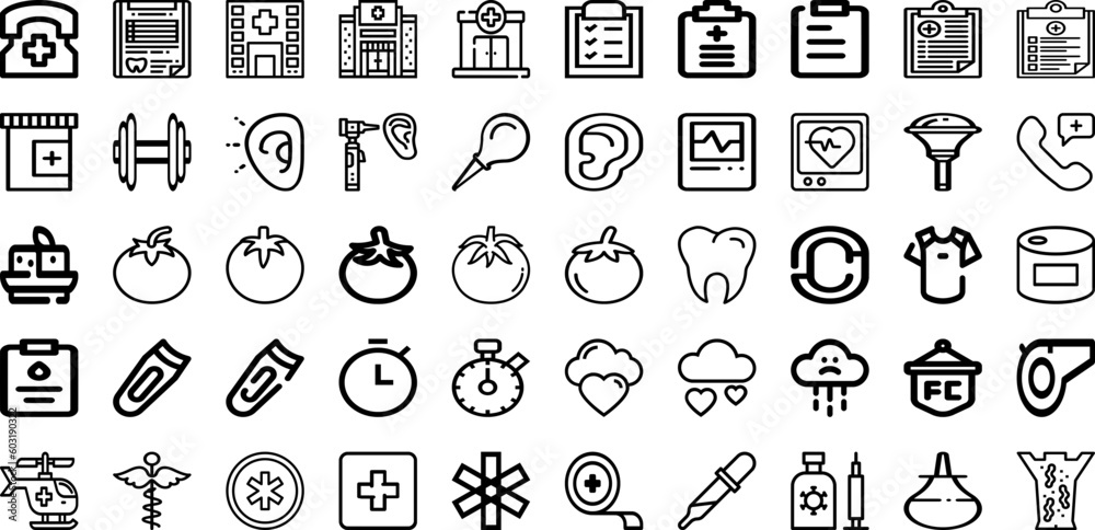Set Of Health Icons Collection Isolated Silhouette Solid Icons ...