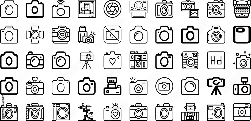Set Of Photograph Icons Collection Isolated Silhouette Solid Icons ...