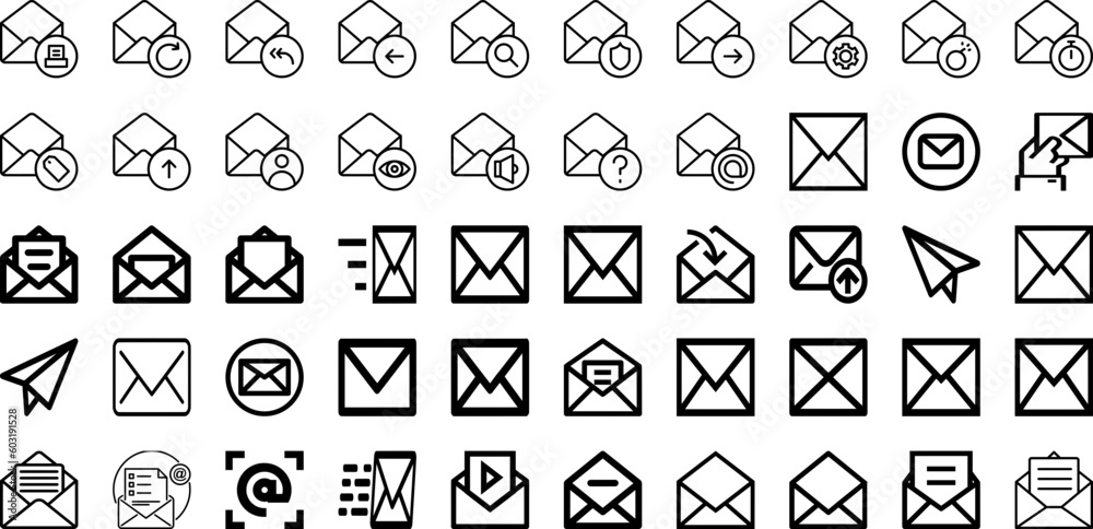 Set Of Letter Icons Collection Isolated Silhouette Solid Icons ...
