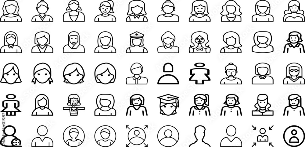 Obraz Set Of Avatar Icons Collection Isolated Silhouette Solid Icons ...