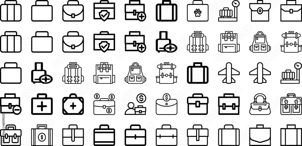 Set Of Case Icons Collection Isolated Silhouette Solid Icons Including ...