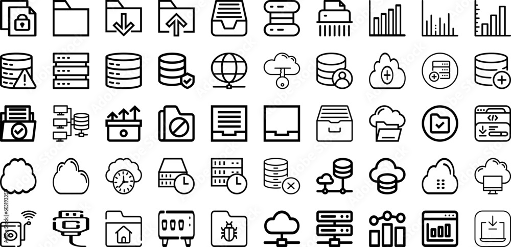 Vetor de Set Of Data Icons Collection Isolated Silhouette Solid Icons Including Computer ...