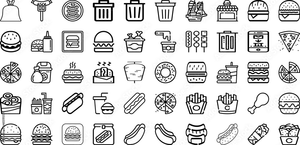 Set Of Junk Icons Collection Isolated Silhouette Solid Icons Including ...