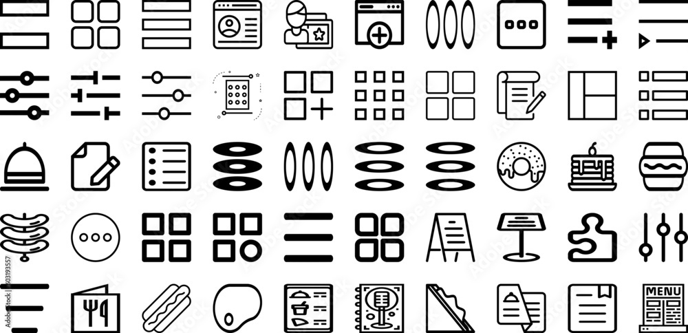 Set Of Menu Icons Collection Isolated Silhouette Solid Icons Including ...