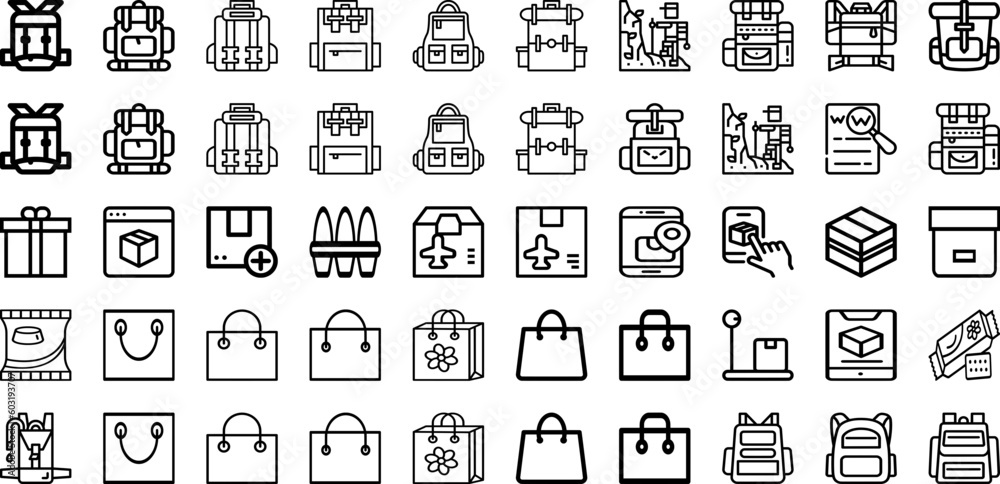 Vetor de Set Of Pack Icons Collection Isolated Silhouette Solid Icons ...