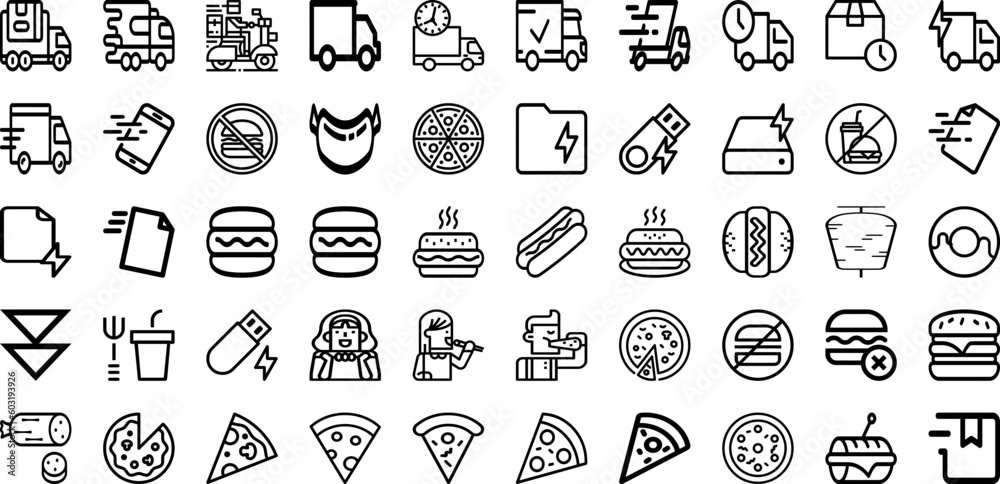 Set Of Fast Icons Collection Isolated Silhouette Solid Icons Including ...