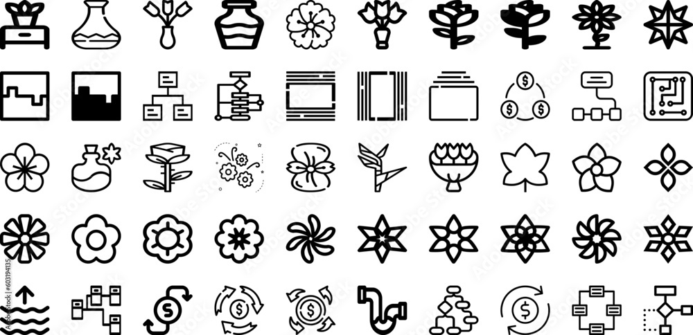 Set Of Flow Icons Collection Isolated Silhouette Solid Icons Including ...
