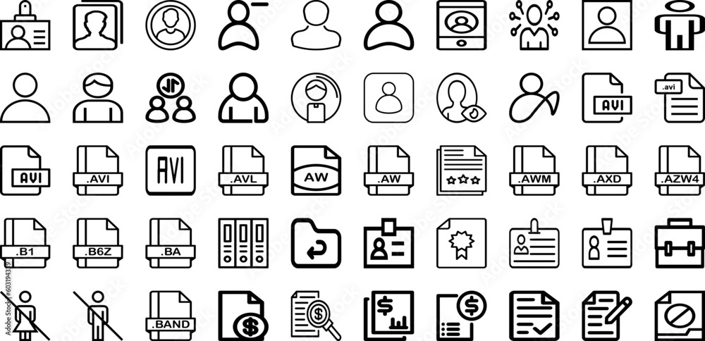 Set Of File Icons Collection Isolated Silhouette Solid Icons Including ...