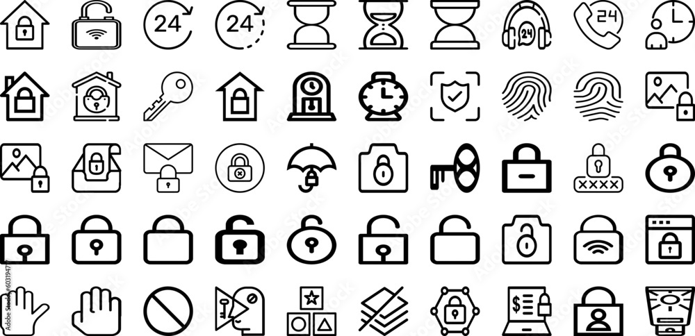 Set Of Lock Icons Collection Isolated Silhouette Solid Icons Including ...