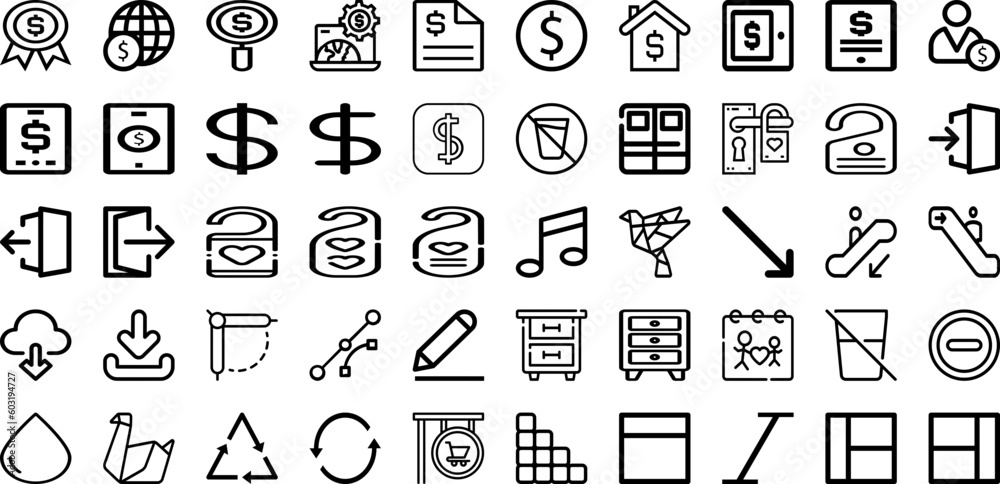 Set Of Sign Icons Collection Isolated Silhouette Solid Icons Including ...
