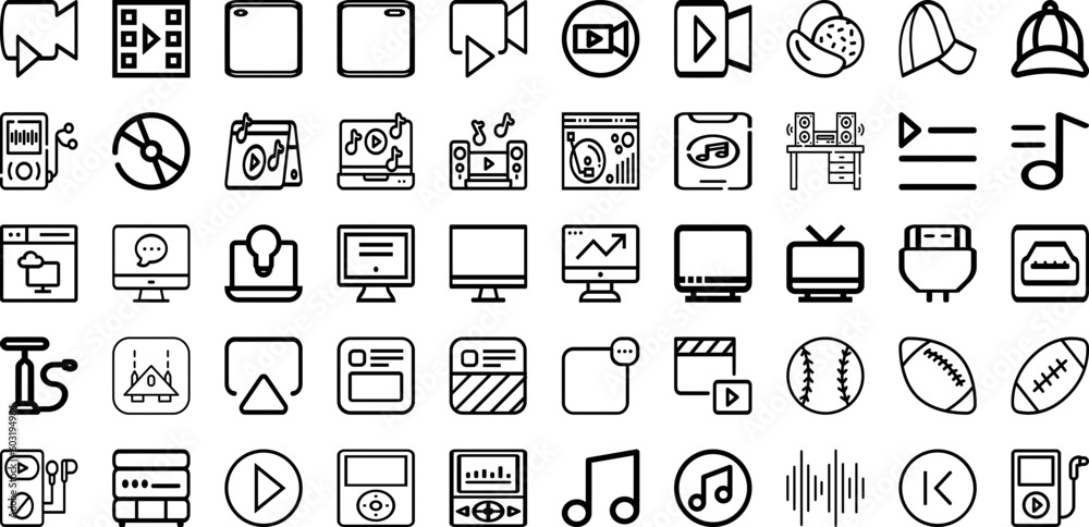 Set Of Play Icons Collection Isolated Silhouette Solid Icons Including ...