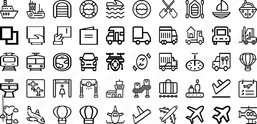 Set Of Port Icons Collection Isolated Silhouette Solid Icons Including ...