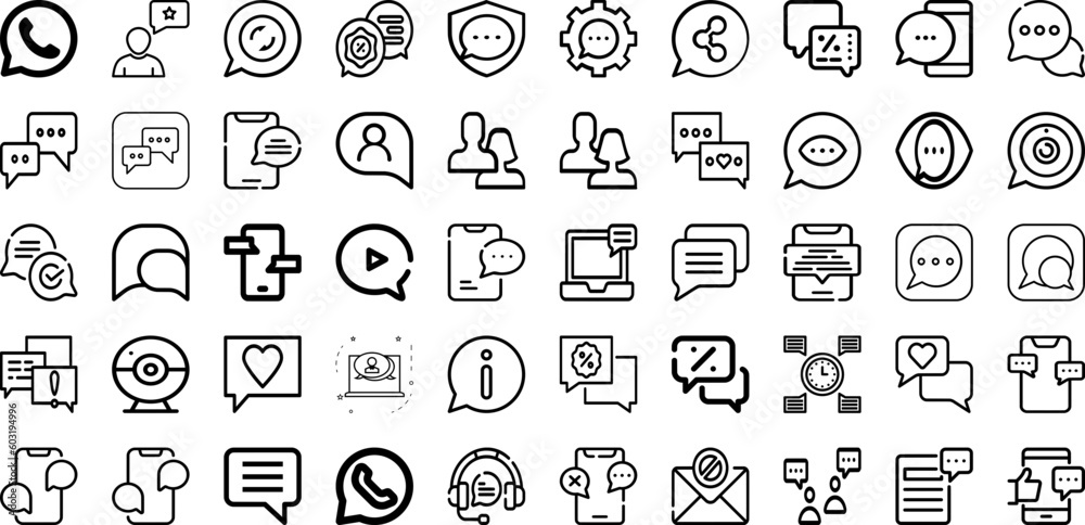 Set Of Chat Icons Collection Isolated Silhouette Solid Icons Including ...